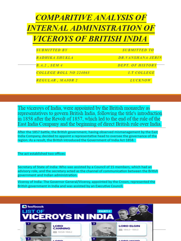 Comparitive Analysis of Internal Administration of Viceroys of | PDF ...