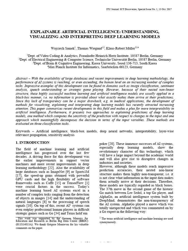 可解释的人工智能：理解、 可视化和解释深度学习模型 | PDF | Artificial Intelligence | Intelligence (AI) & Semantics