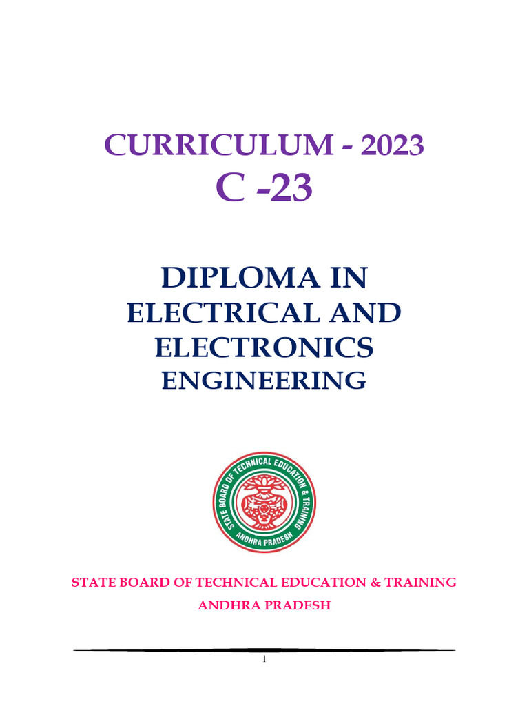 Diploma in Electrical & Electronics Engineering Curriculum 2023 | PDF | Curriculum | University ...