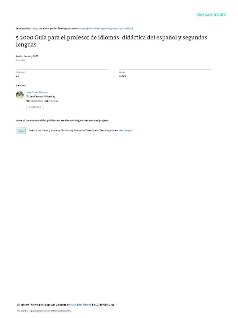 Guía Didáctica para Profesores de Español | PDF