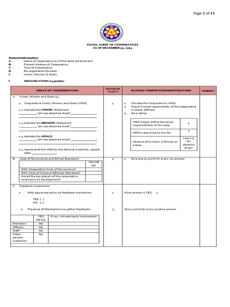 Edited Coop Social Audit Tool | PDF | Incentive | Employment