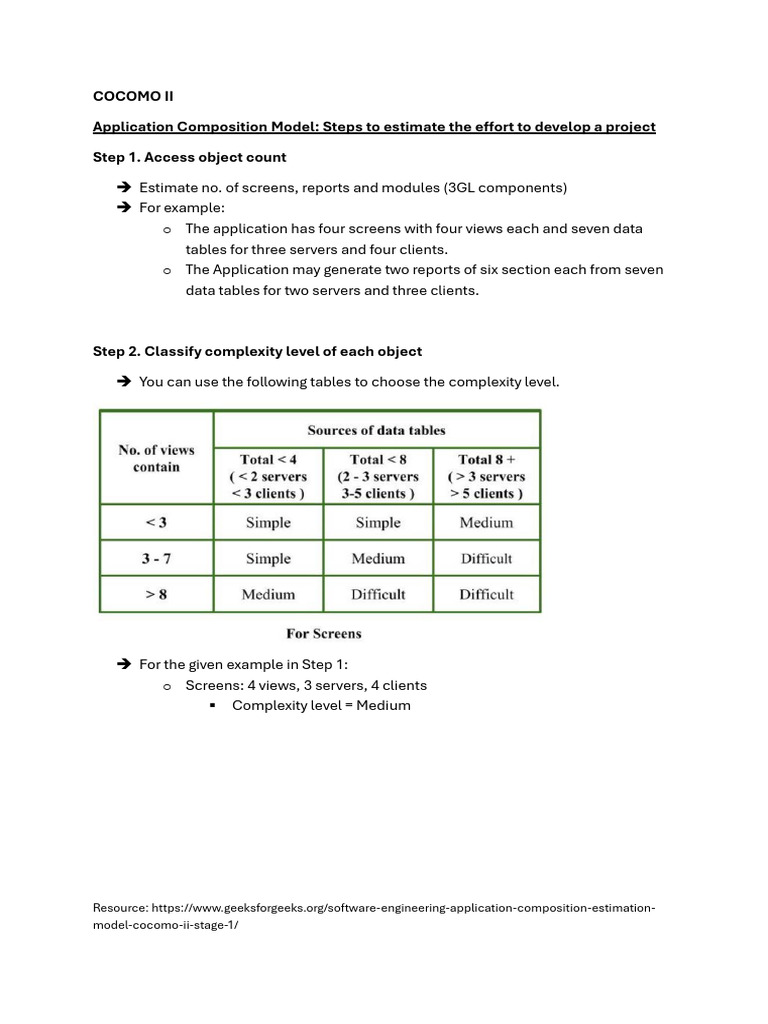 Cocomo LL - Steps To Calculate Effort For Application Composition Model | PDF | Object (Computer ...