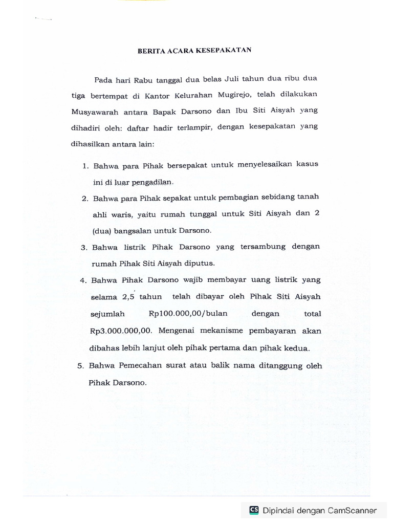 Berita Kesepakatan Darsono | PDF