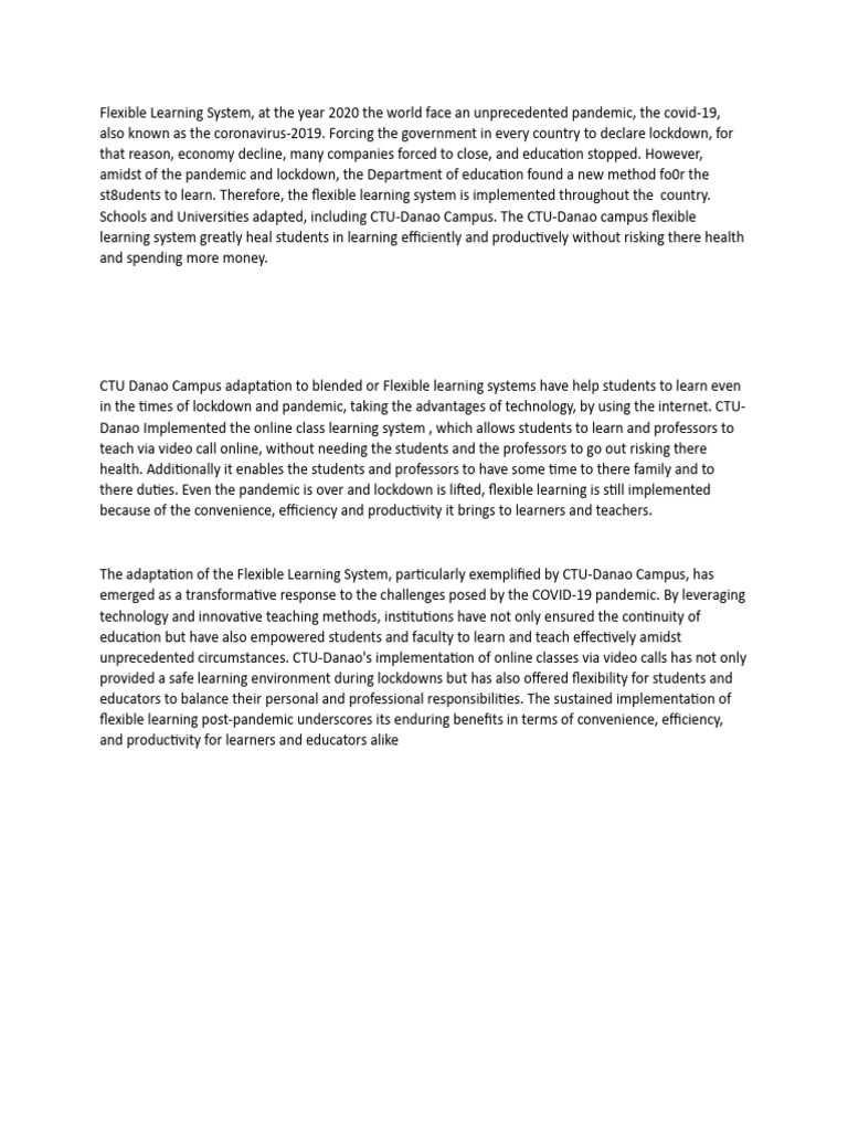 Ctu Danao S Flexible Learning System Pdf