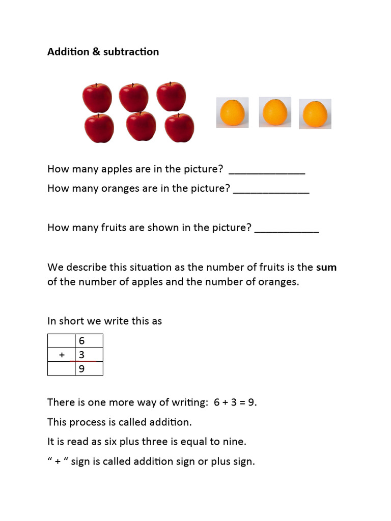 UKG Addition and Subtraction Guide | PDF