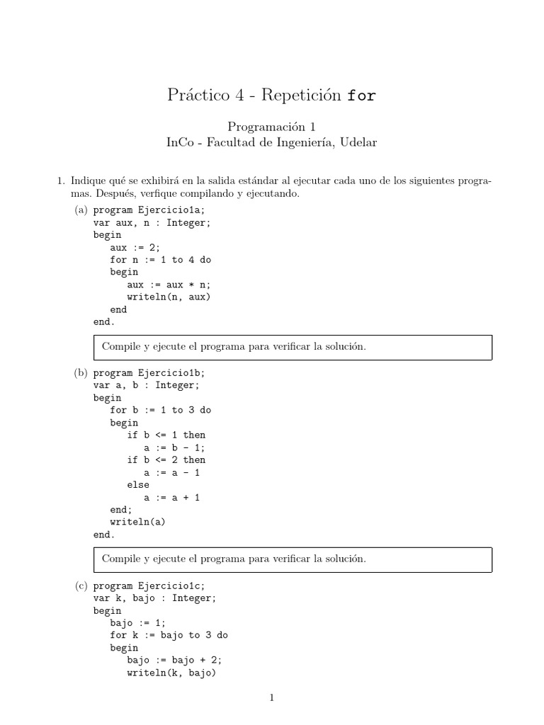 Ejercicios de Programación en Pascal | PDF | Ingeniería Informática ...