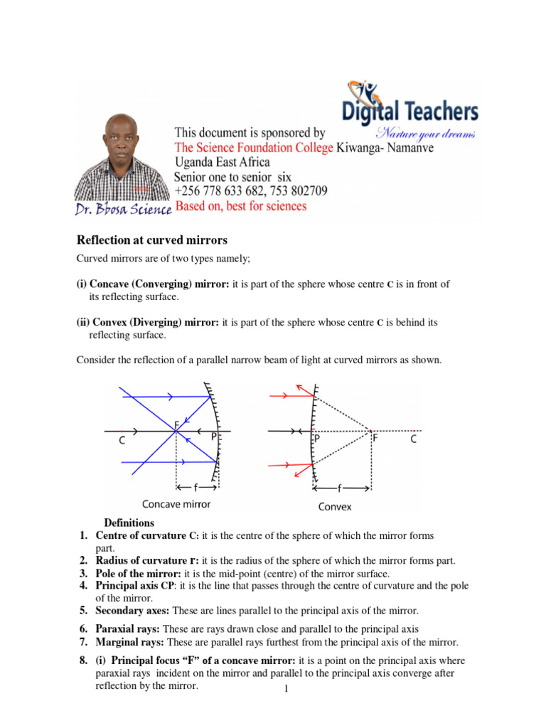Curved Mirrors Concave and Convex | Download Free PDF | Mirror | Optics