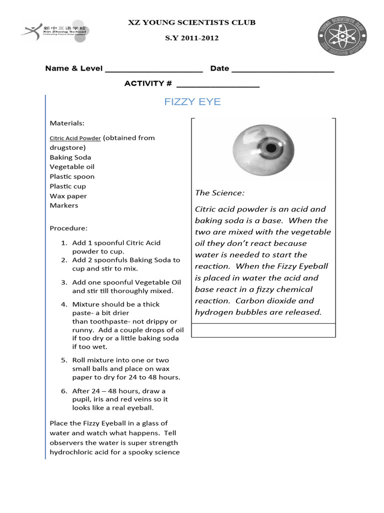 fizzy eye | PDF | Sodium Bicarbonate | Candle