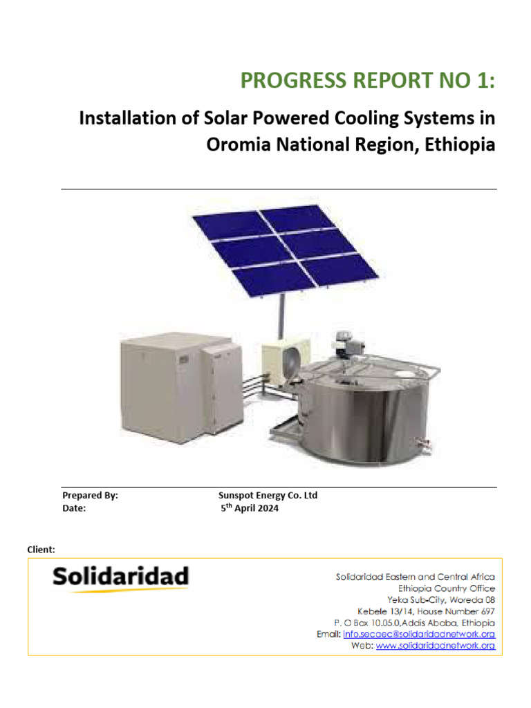 Progress_Report_on_the_Installation_of_Solar Milk Coolers - ODFB Project, Ethiopia | PDF ...