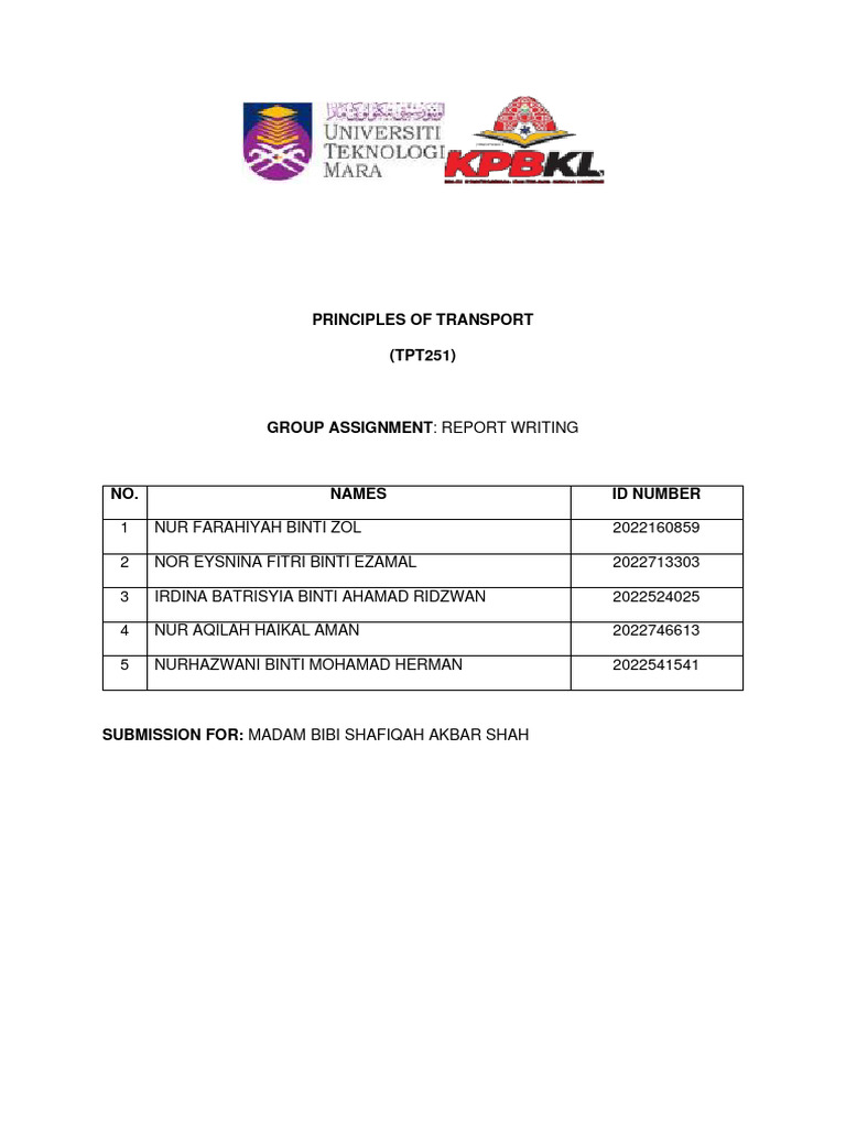 TPT251 - Principles of Transport | PDF | Accessibility | Air Pollution