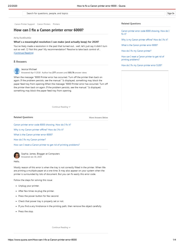 Canon Printer Error 6000 Fixes | PDF | Printer (Computing) | Canon Inc.