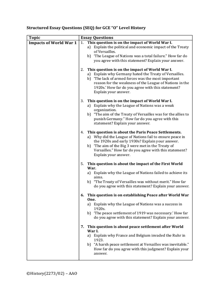 GCE O-Level History SEQ: WWI, Stalin, WWII | PDF | Cold War | World War II