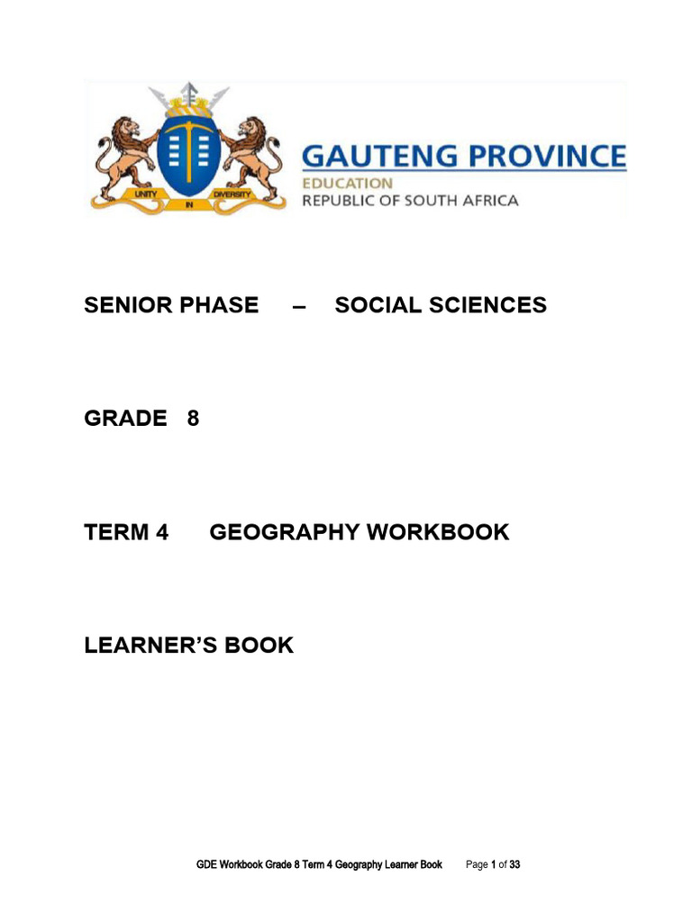 Gde Ss Geo g8 Term 4 Workbook LG | PDF | Transport | Public Transport
