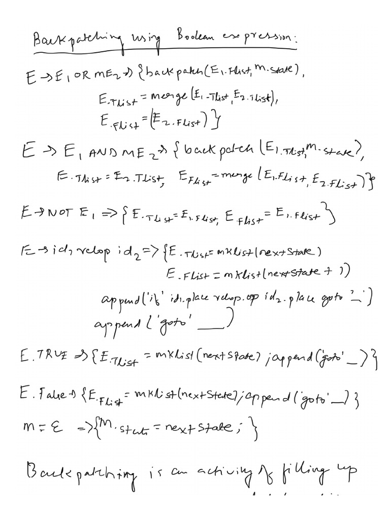 Back Patching Using Boolean Expression: PDF | PDF