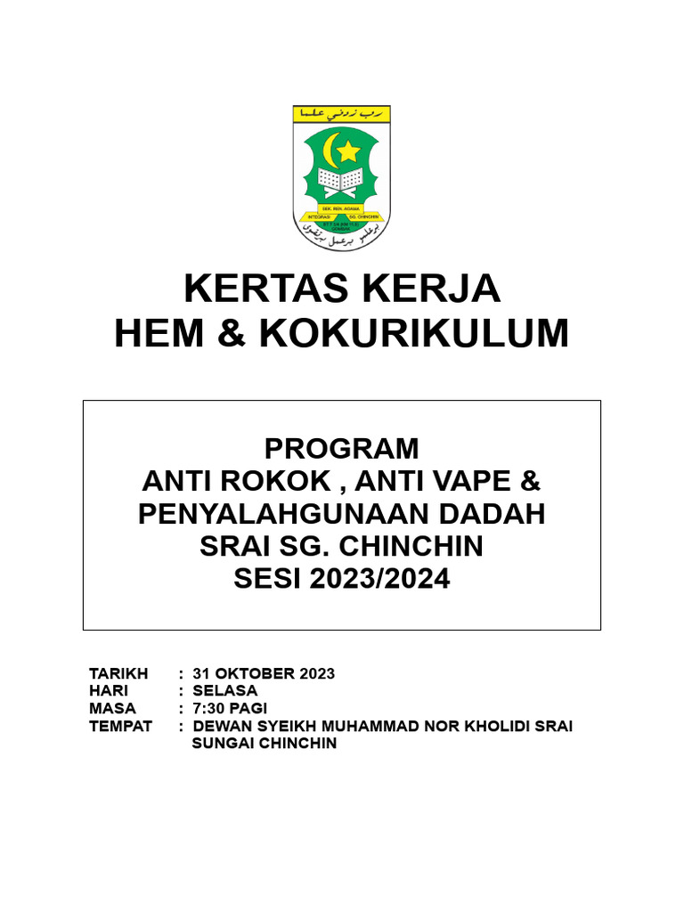 KERTAS KERJA Anti Rokok Dan Dadah | PDF