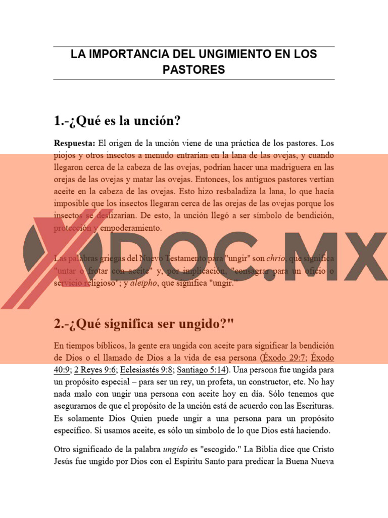 Ungimiento Pastoral: Significado y Práctica | PDF | La unción ...