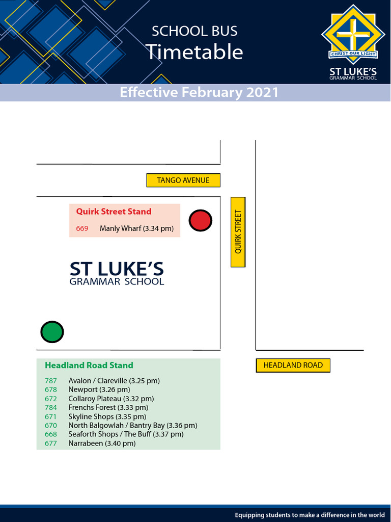 St Luke's School Bus Schedule | PDF