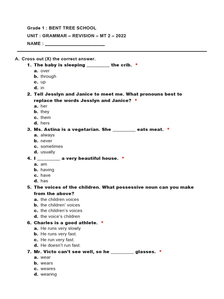 Grade 1. GRAMMAR - REVISION MT 2 - 2022 | PDF | Language Families ...