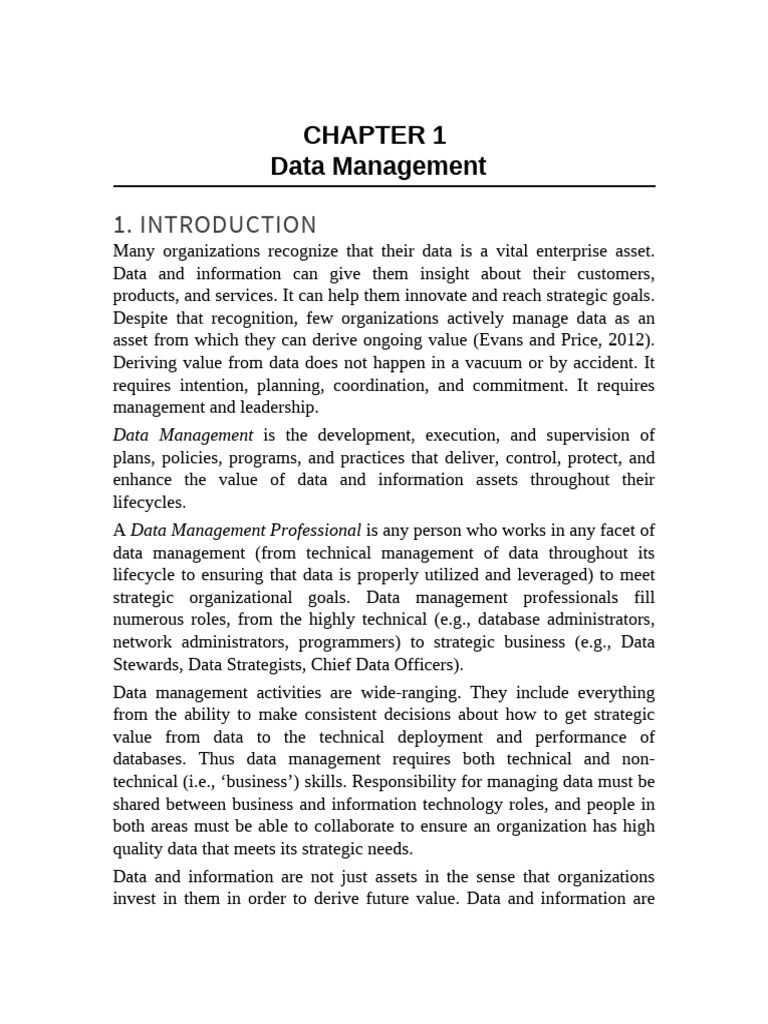 DAMA-DMBOK - Ch-1 | PDF | Metadata | Strategic Management