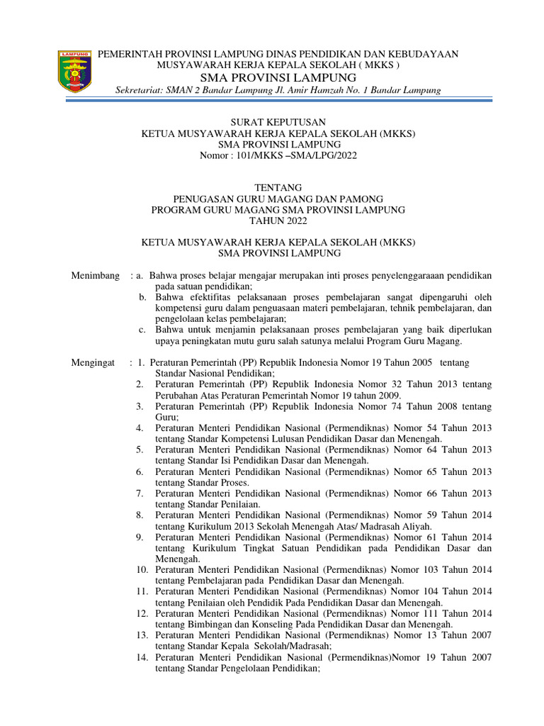 SK Guru Magang Tahap IV | PDF