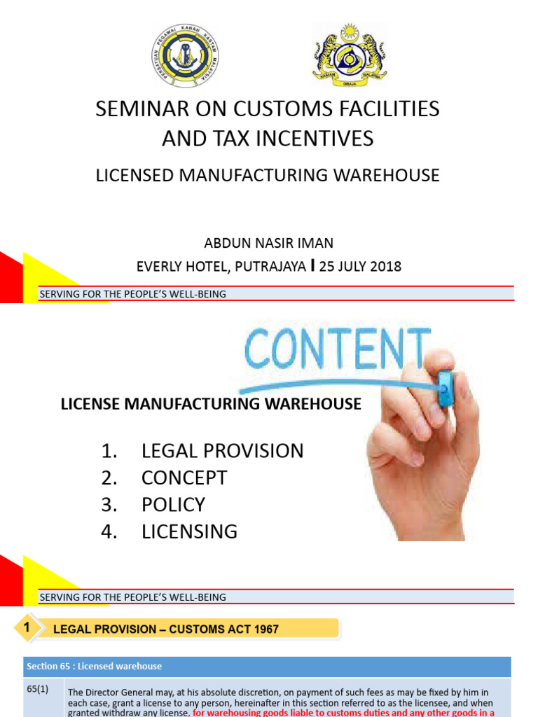 18.07.25 - Seminar On Customs Facilities and Tax Incentives | PDF | License | Customs