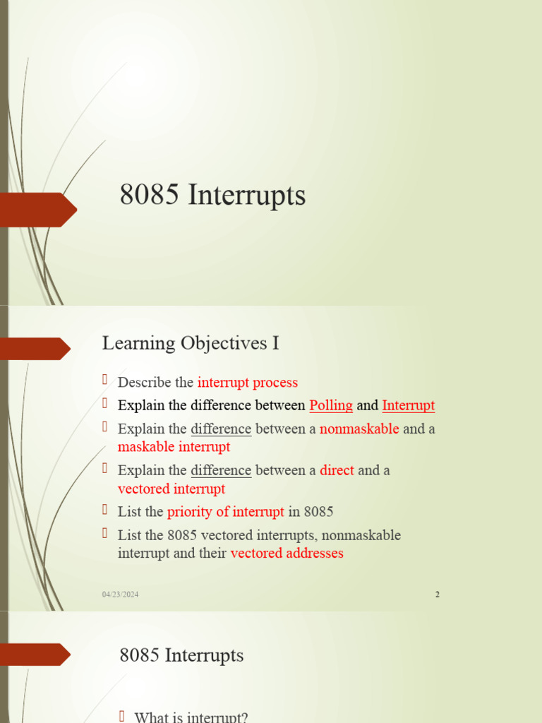 8085 Interrupts | Download Free PDF | Central Processing Unit | Operating System Technology