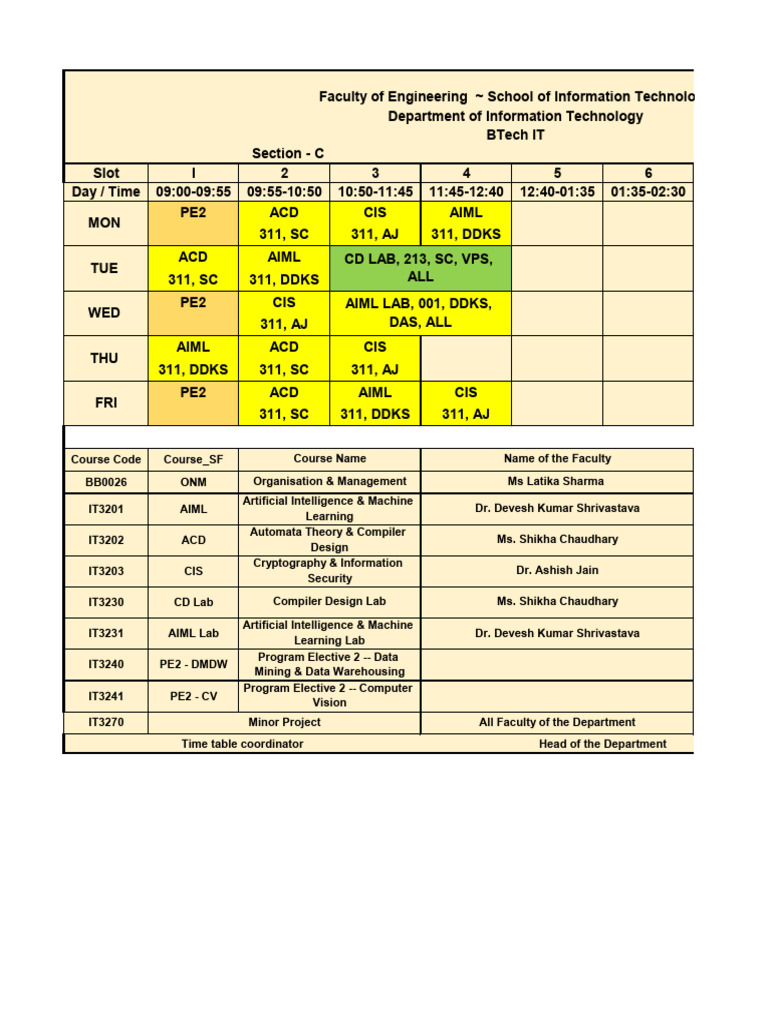 6th Sem-IT Time Table July-Dec 2023 Section-Wise (01 - 04 - 2024 ...