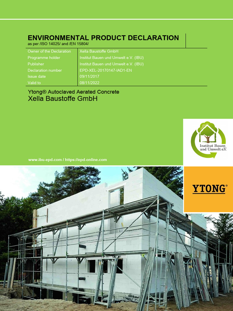 Environmental Product Declaration: Xella Baustoffe GMBH | Download Free PDF | Life Cycle ...