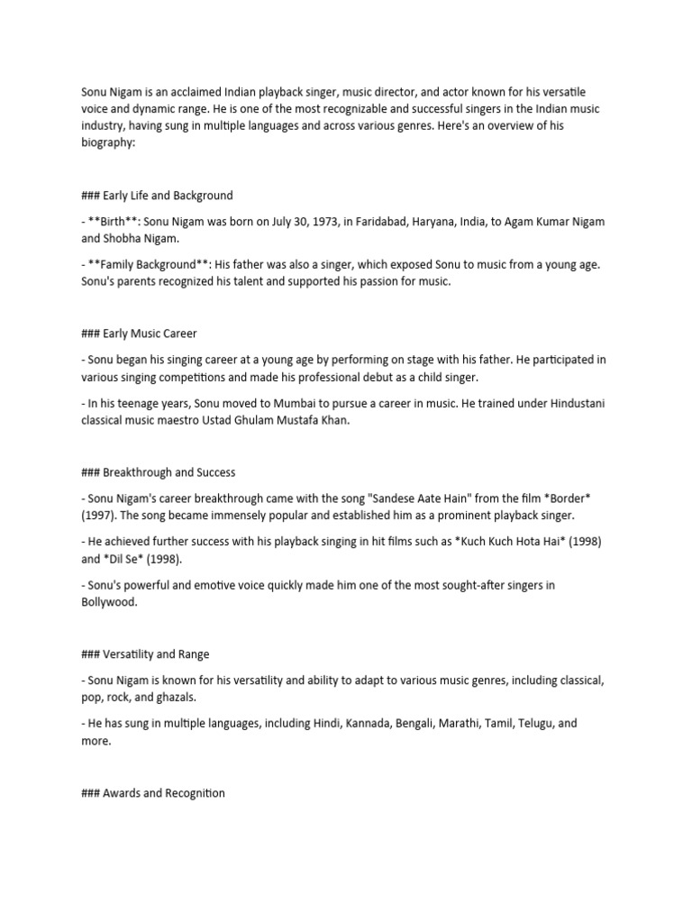 Sonu Nigam | PDF