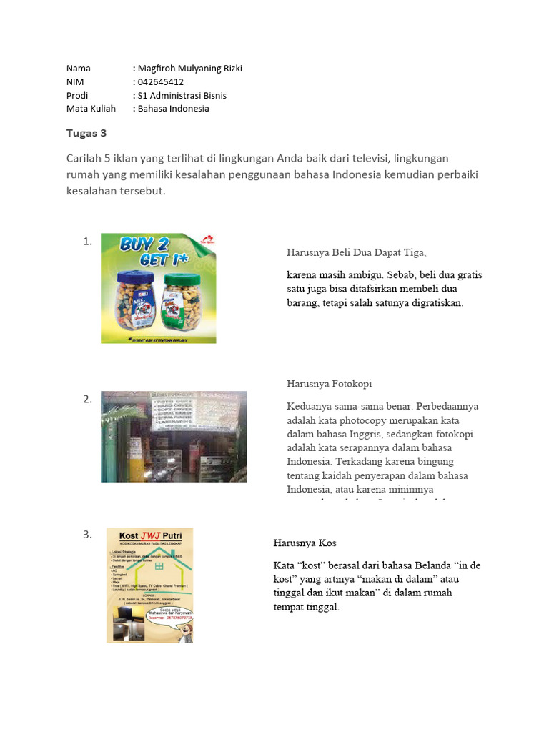 Tugas 3 Bhs Indonesia | PDF