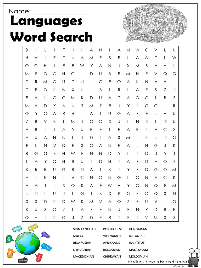 Languages Word Search Puzzle | PDF | Human Communication | Languages Of ...