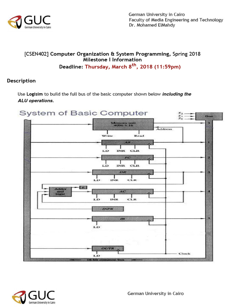 (CSEN402-Spring2018) (Semester Project) (Milestone I) - 26070 | PDF | Computer Architecture ...