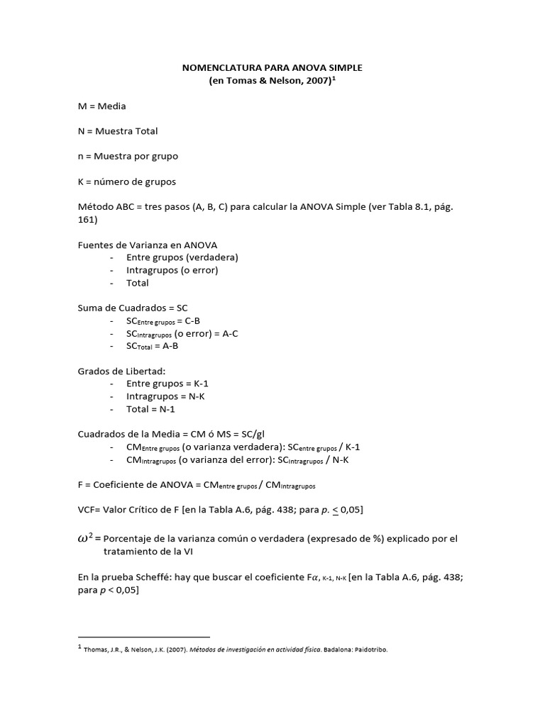Nomenclatura Anova Simple | PDF
