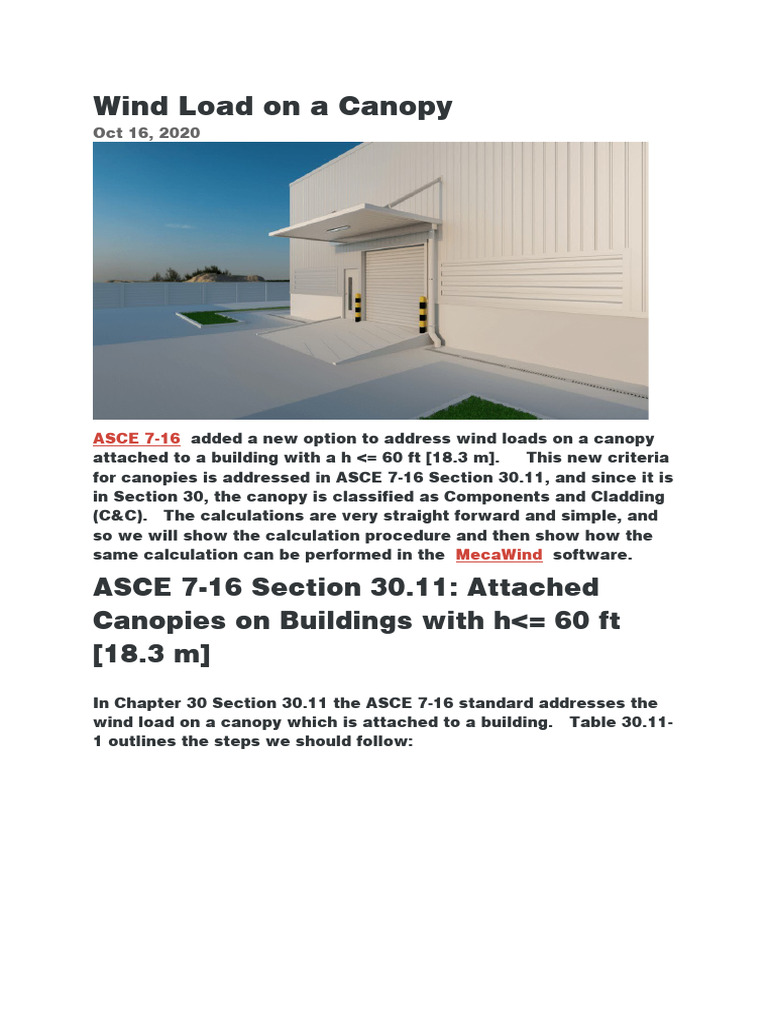 Wind Load On A Canopy | PDF | Area