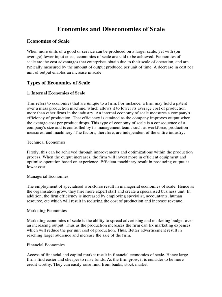 Economies and Diseconomies of Scale | PDF | Economies Of Scale ...