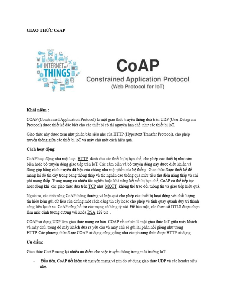 IoT Giao TH C CoAP MQTT. HTTP | PDF