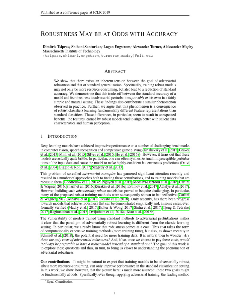 1223 Robustness May Be at Odds With | PDF | Robust Statistics | Statistical Classification