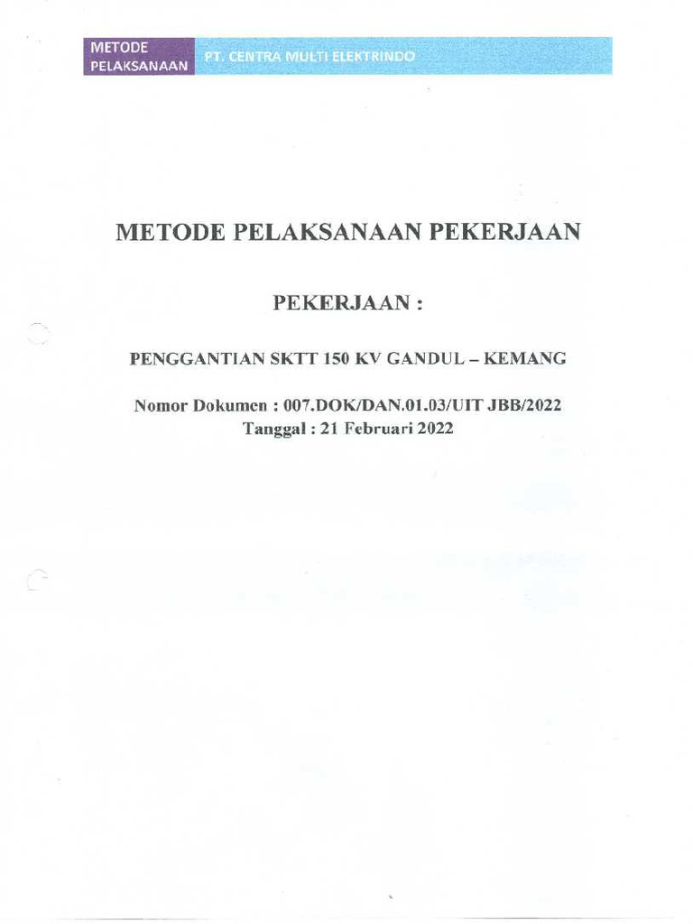 Metode Pelaksanaan Pekerjaan SKTT | PDF