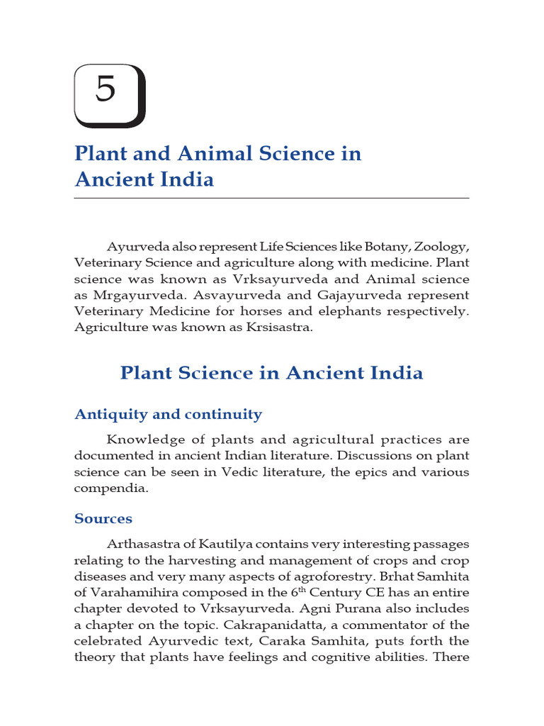 Plant and Animal Science in Ancient India | PDF | Ayurveda | Plants