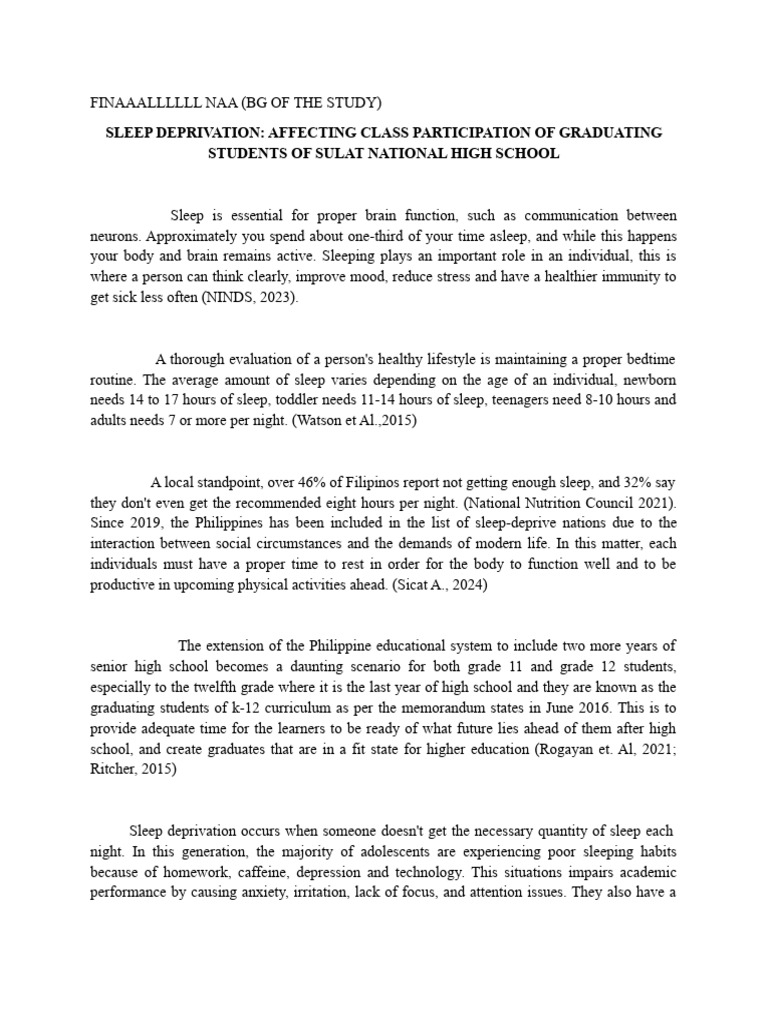 Research G10 | PDF | Sleep Deprivation | Sleep