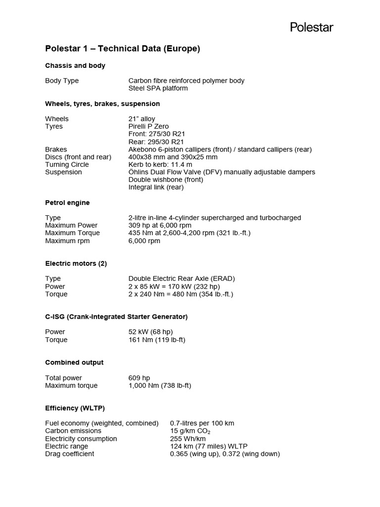 Polestar 1 | PDF | Vehicles | Motor Vehicle