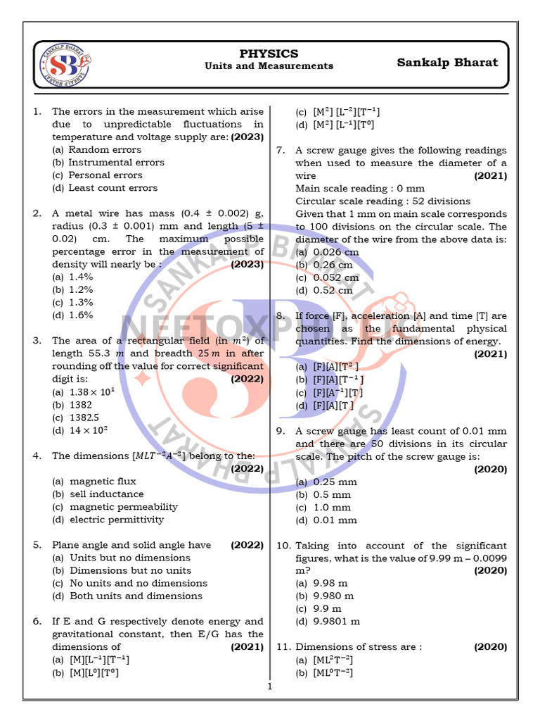 Area Calculation and Measurement Errors | PDF | Acceleration | Physics