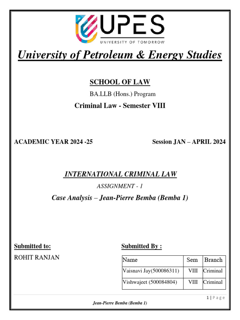 Jean-Pierre Bemba ICC Case Analysis | PDF | International Criminal ...