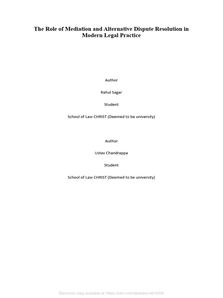 Mediation and ADR in Modern Law | PDF | Alternative Dispute Resolution ...