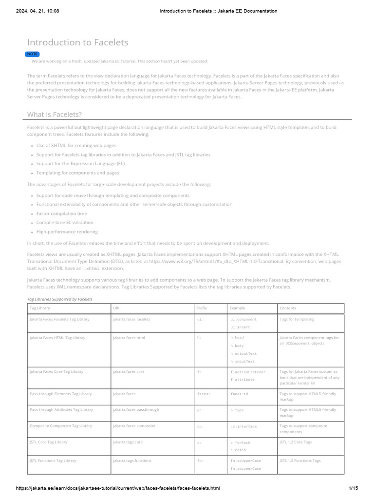Introduction To Facelets - Jakarta EE Documentation | PDF | Html ...