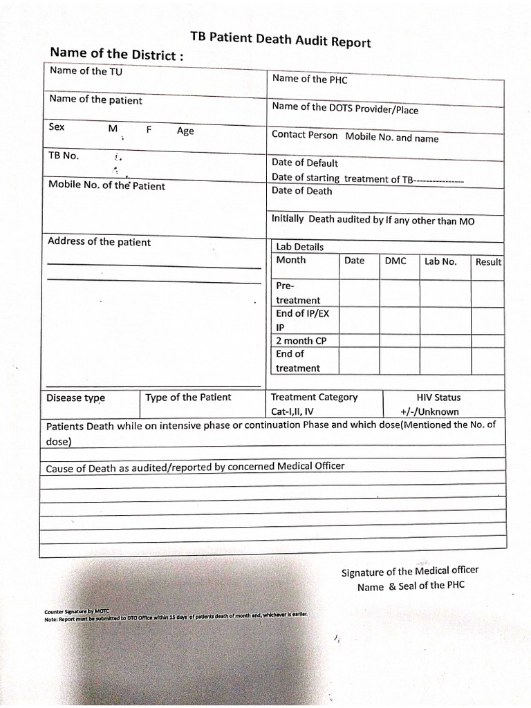 death audit report format | PDF