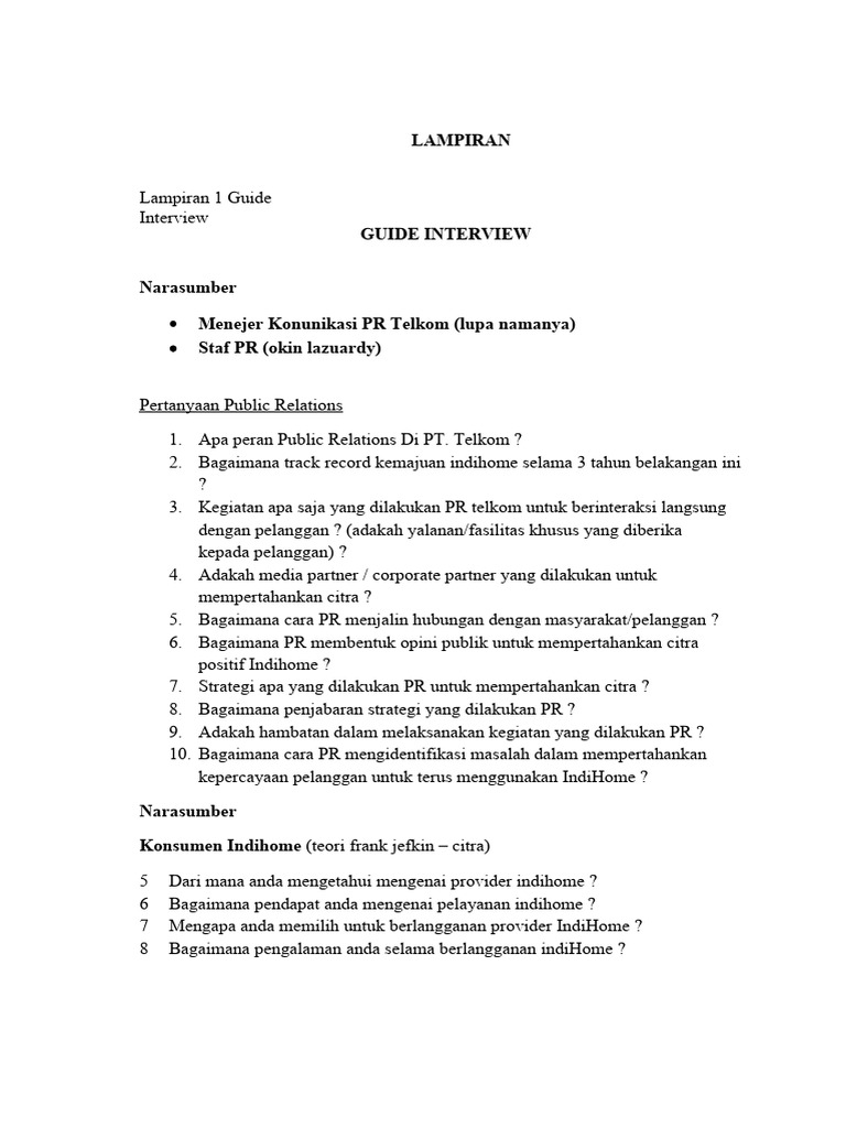 Lampiran Wawancara | PDF | Karier & Perkembangan | Bisnis