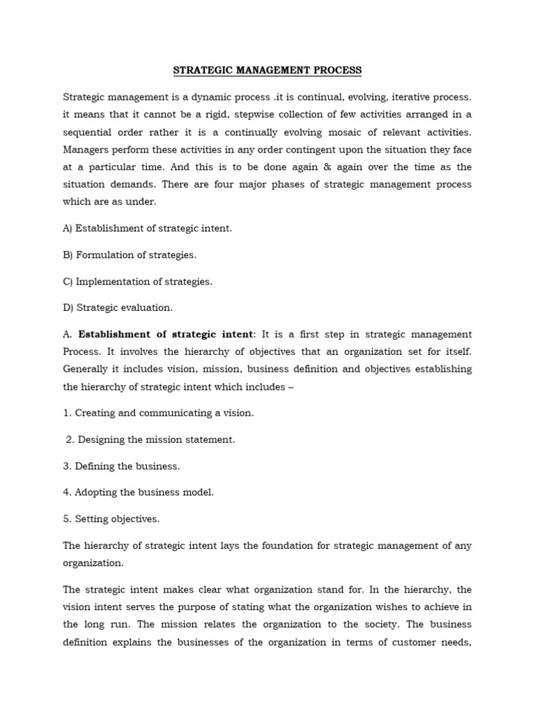 Strategic Management Process Overview | PDF | Strategic Management ...
