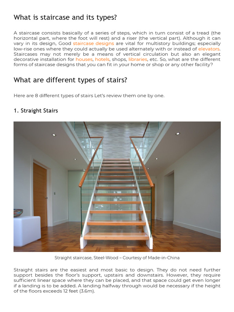 Types of Staircase Designs Explained | PDF | Stairs
