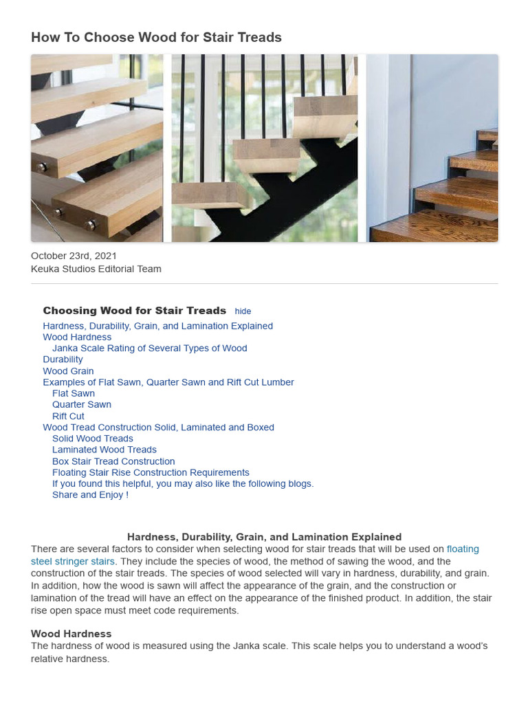 How To Choose Wood For Stair Treads - Keuka Studios | PDF | Wood | Lumber